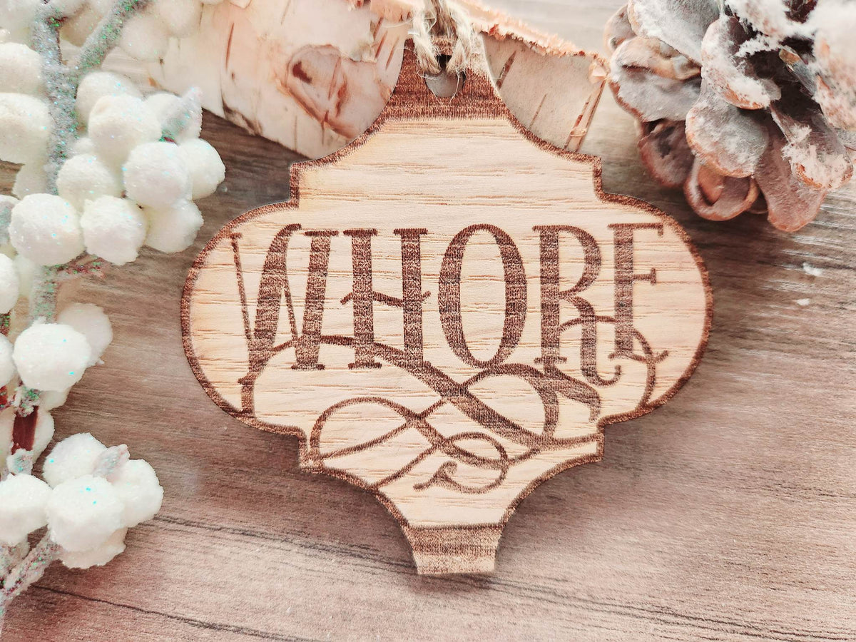 Arabesque Whore Laser Cut and Engraved Wood Ornament – DirtyMittenStore